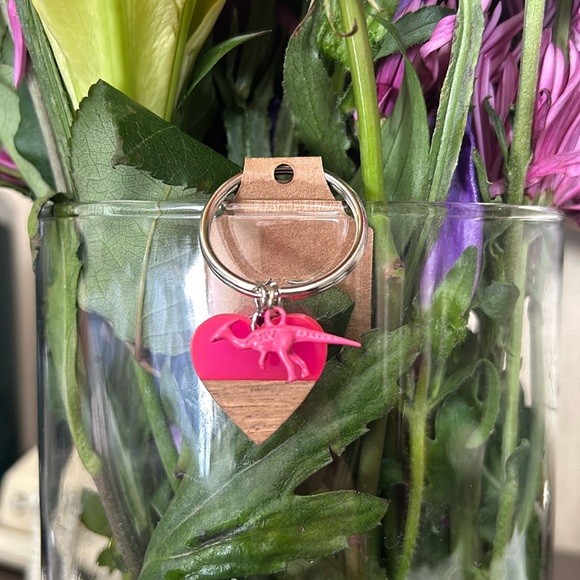Accessories | Handmade Hot Pink Dinosaur Heart Keychain | Poshmark